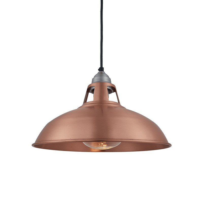 Old Factory Slotted Heat Pendant Lamps - 15 Inch - Pewter & Copper ...
